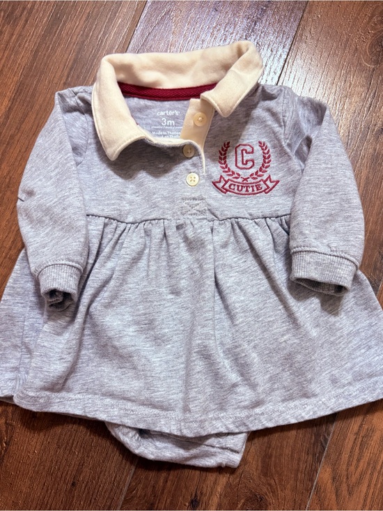 Carter's | One Pieces | Carters Gray Polo Dress Bodysuit With Cream ...